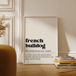 French Bulldog Definition Print, Funny Dog Poster, Frenchie Printable ...