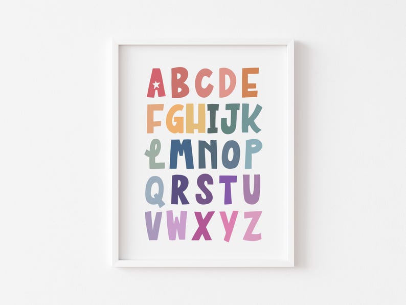 Set of 3 Playroom Printable Wall Art, Let's Read, Let's Play, ABC ...