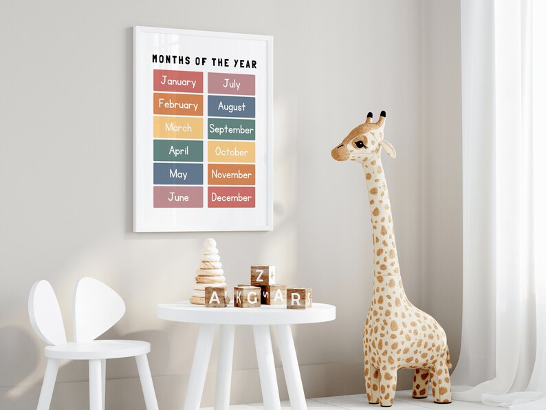 Months of the Year Printable, Educational Wall Art, Homeschool ...