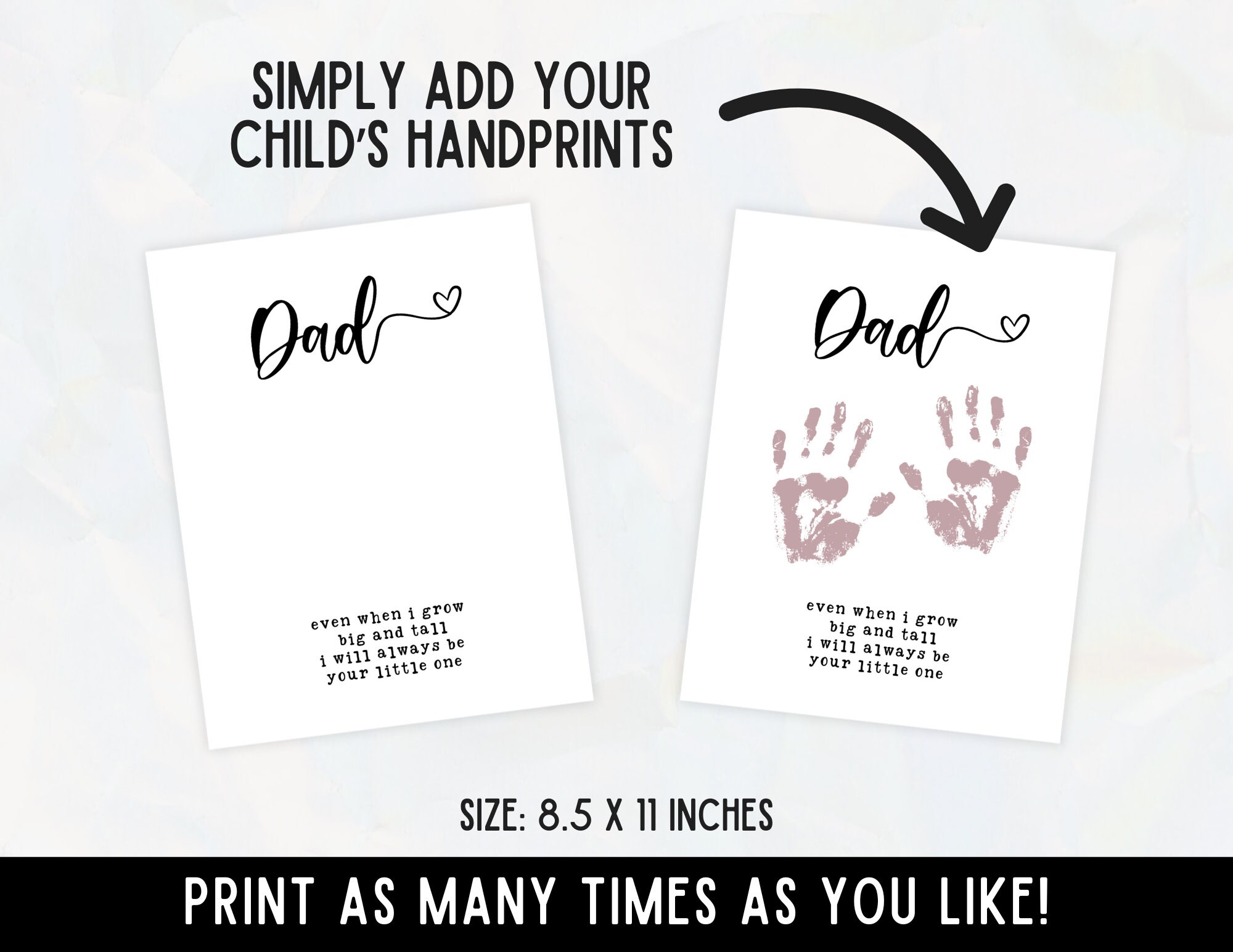 Printable Father's Day Handprint Art, Personalized Gift for Dad ...