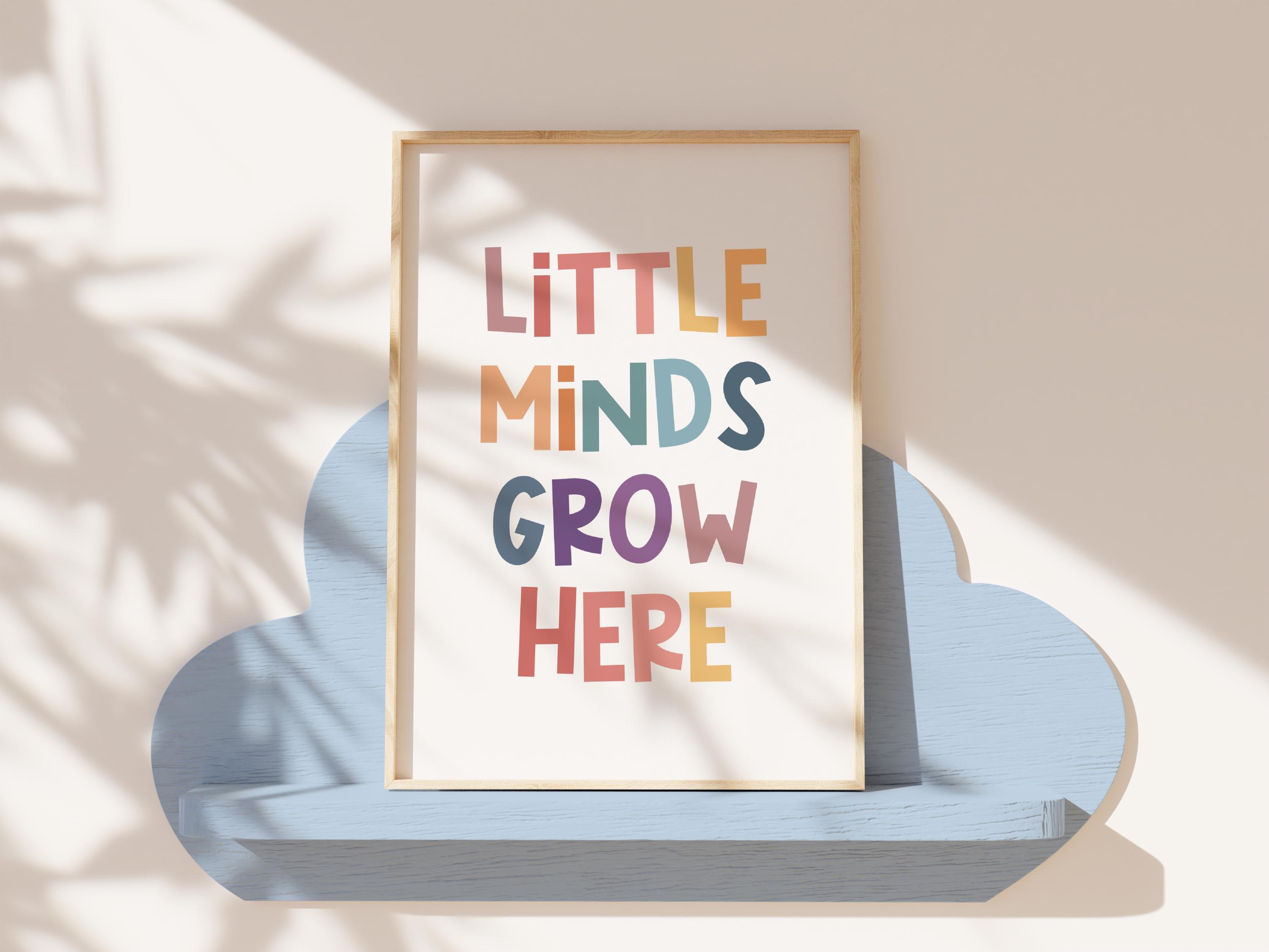 Little Minds Grow Here Print, Positive School Poster, Boho Rainbow ...