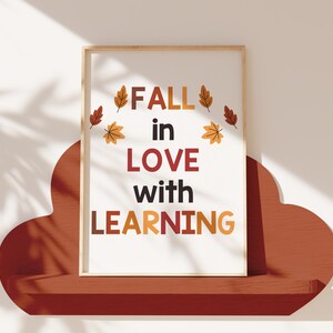 Fall in Love With Learning Print, Fall Classroom Decor, Autumn Wall ...