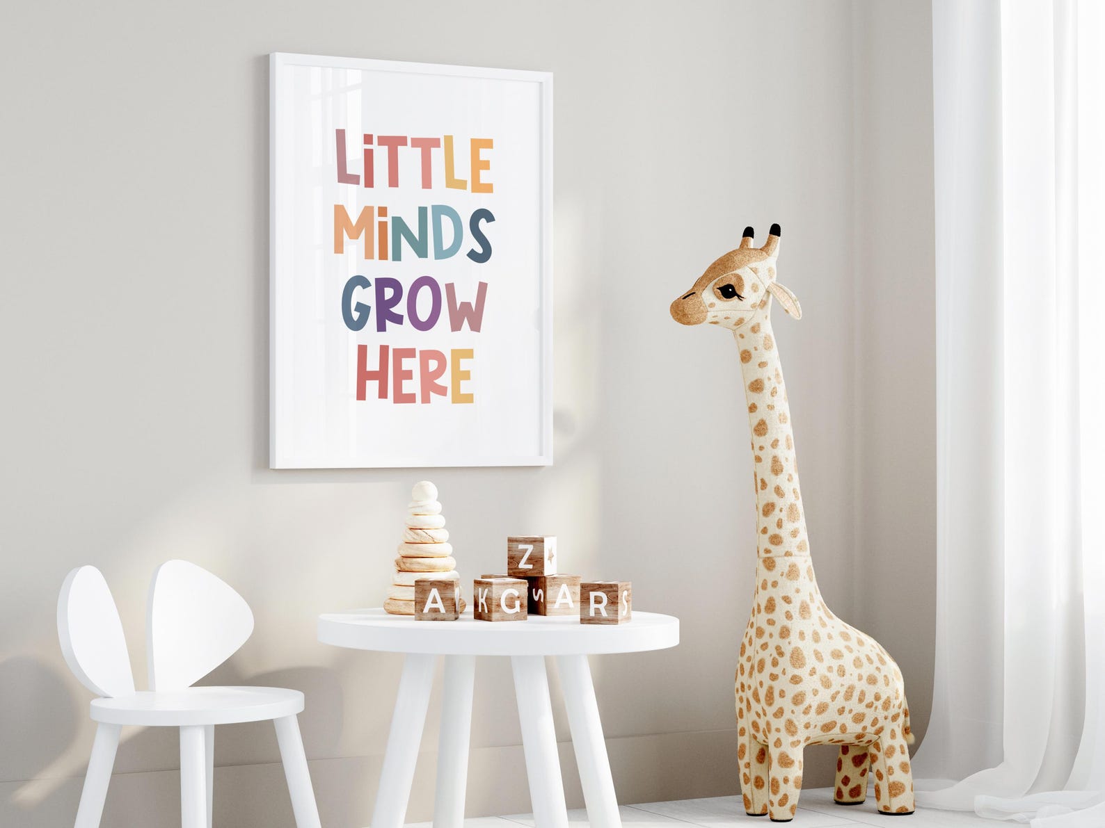 Little Minds Grow Here Print, Positive School Poster, Boho Rainbow ...