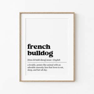 French Bulldog Definition Print, Funny Dog Poster, Frenchie Printable ...