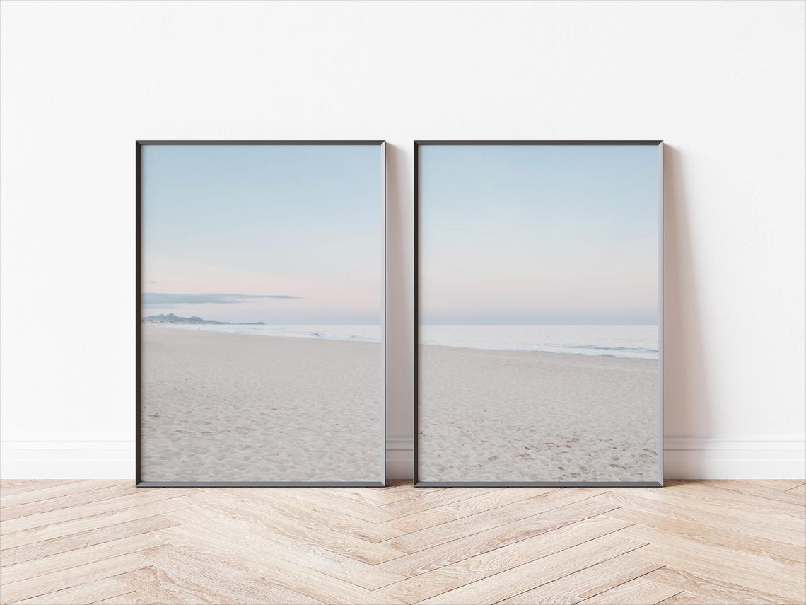 Muted Beach Set of 2 Prints, Coastal Wall Art, Beach House Decor ...