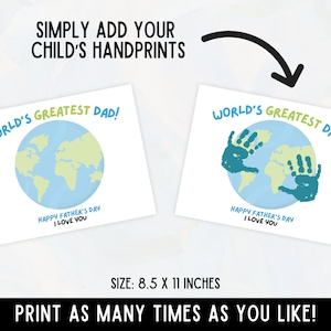 Father's Day Handprint Art, World's Greatest Dad, Gift for Dad ...