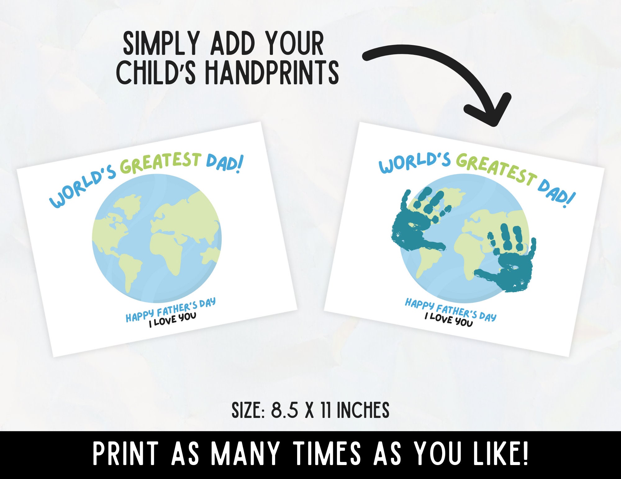 Father's Day Handprint Art, World's Greatest Dad, Gift for Dad ...