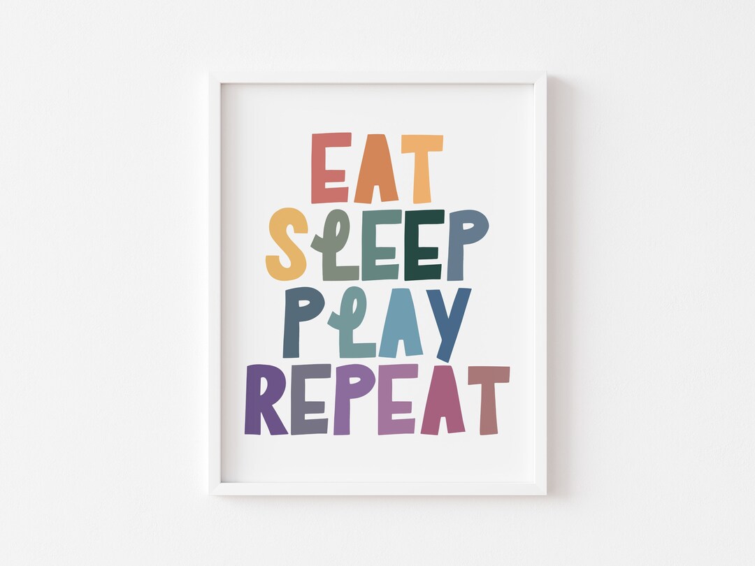Eat Sleep Play Repeat Print, Printable Playroom Poster, Nursery Wall ...