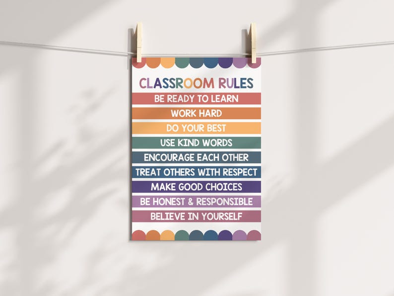 Colorful Classroom Rules Poster, Class Rules Sign, Montessori Classroom ...