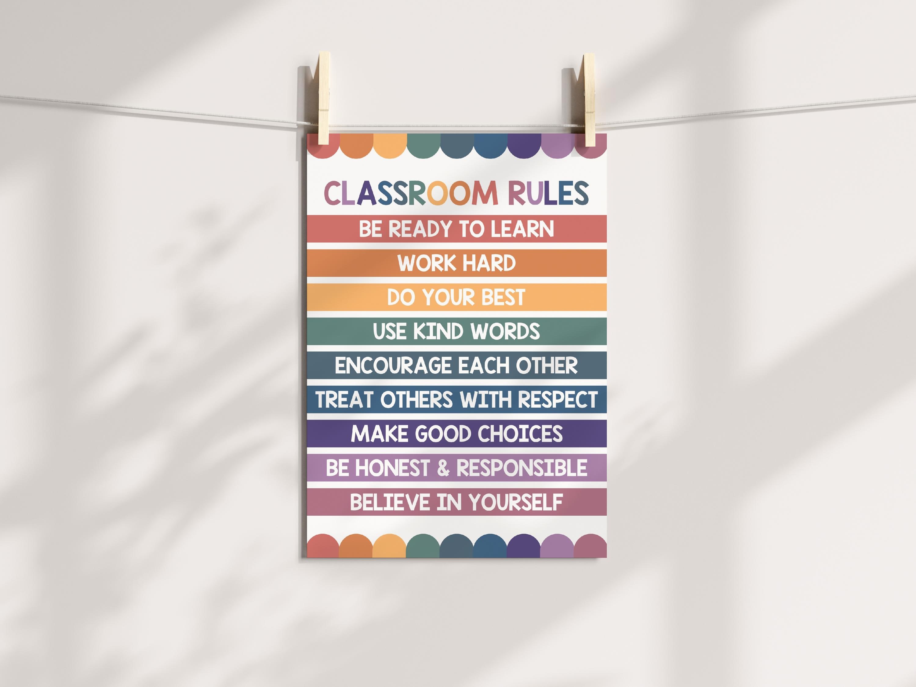 Colorful Classroom Rules Poster, Class Rules Sign, Montessori Classroom ...