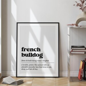 French Bulldog Definition Print, Funny Dog Poster, Frenchie Printable ...
