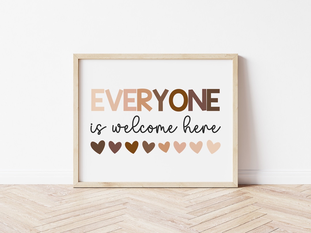 Everyone is Welcome Here, Printable School Sign, Therapy Office Decor ...