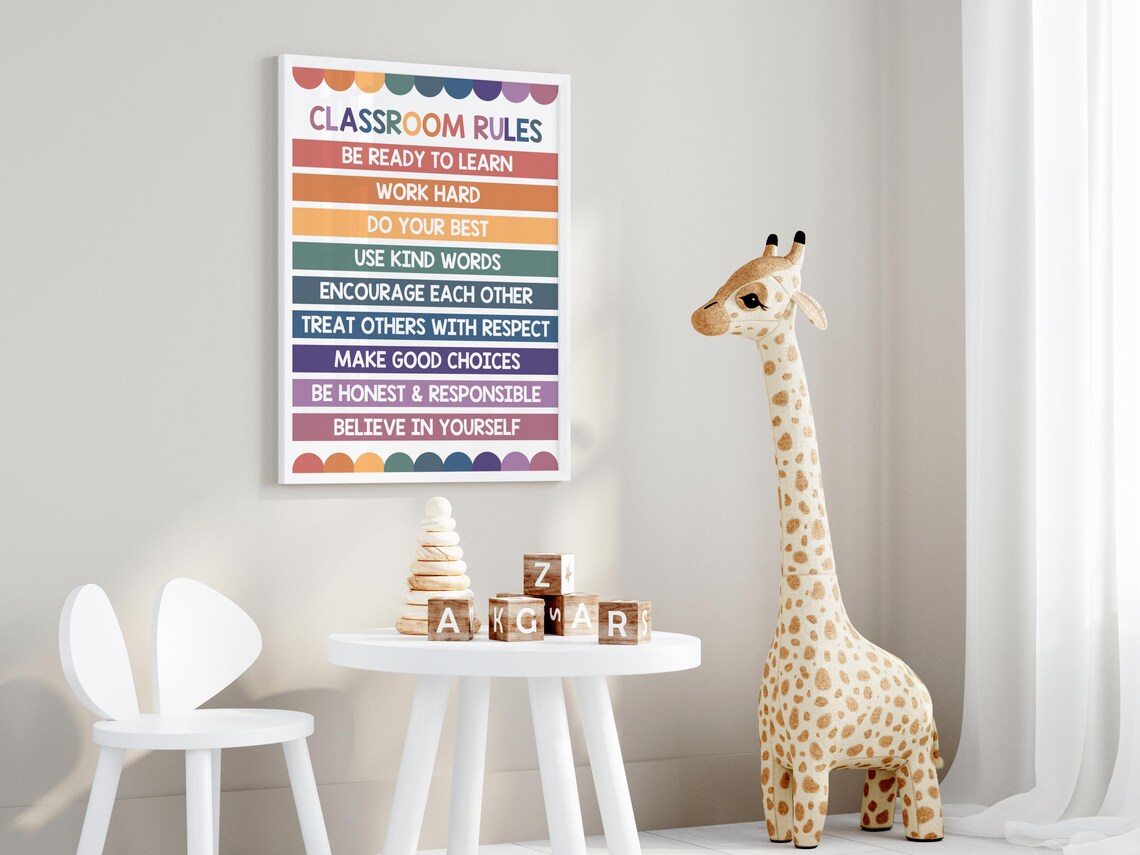 Colorful Classroom Rules Poster, Class Rules Sign, Montessori Classroom ...