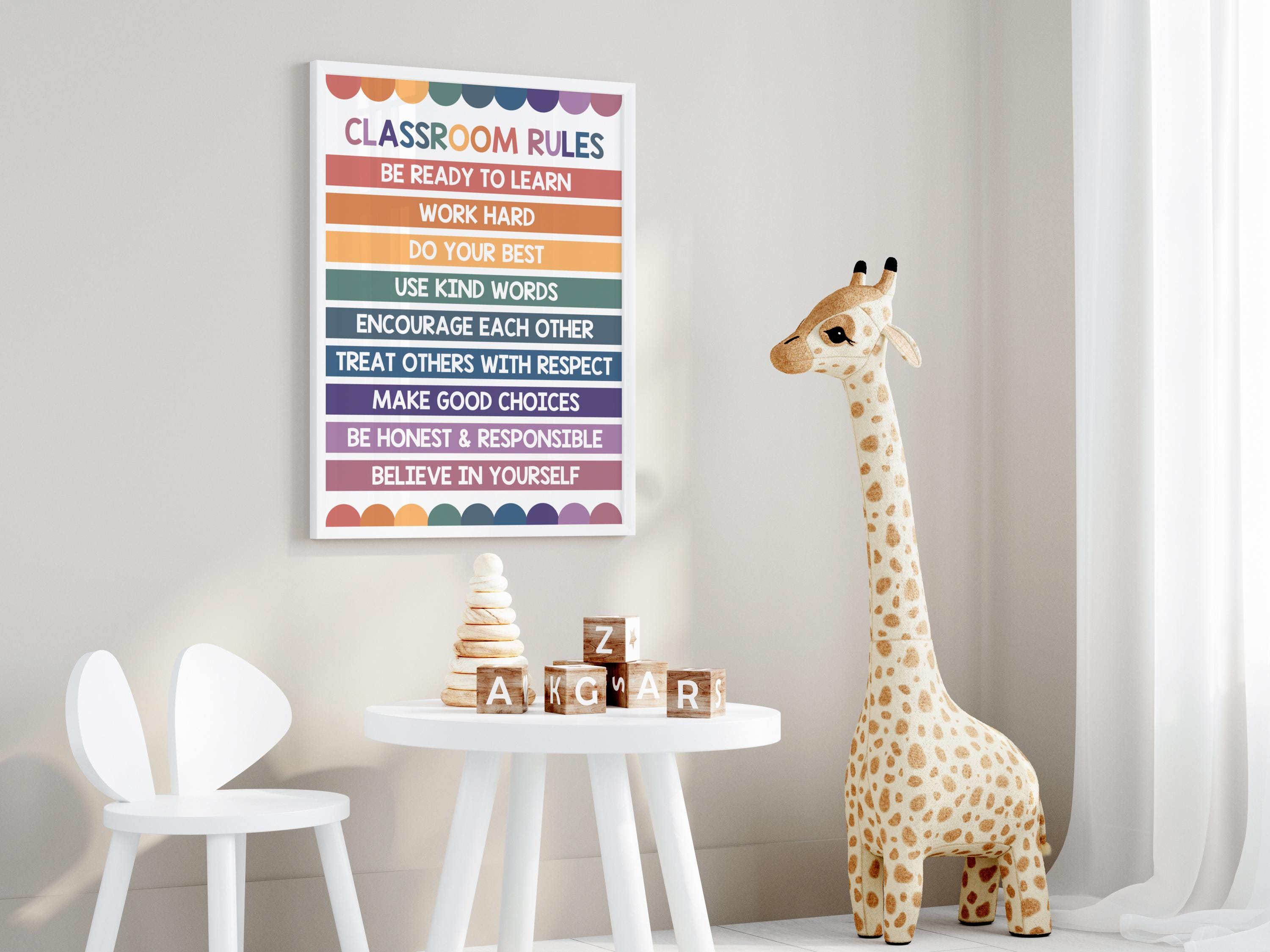 Colorful Classroom Rules Poster, Class Rules Sign, Montessori Classroom ...