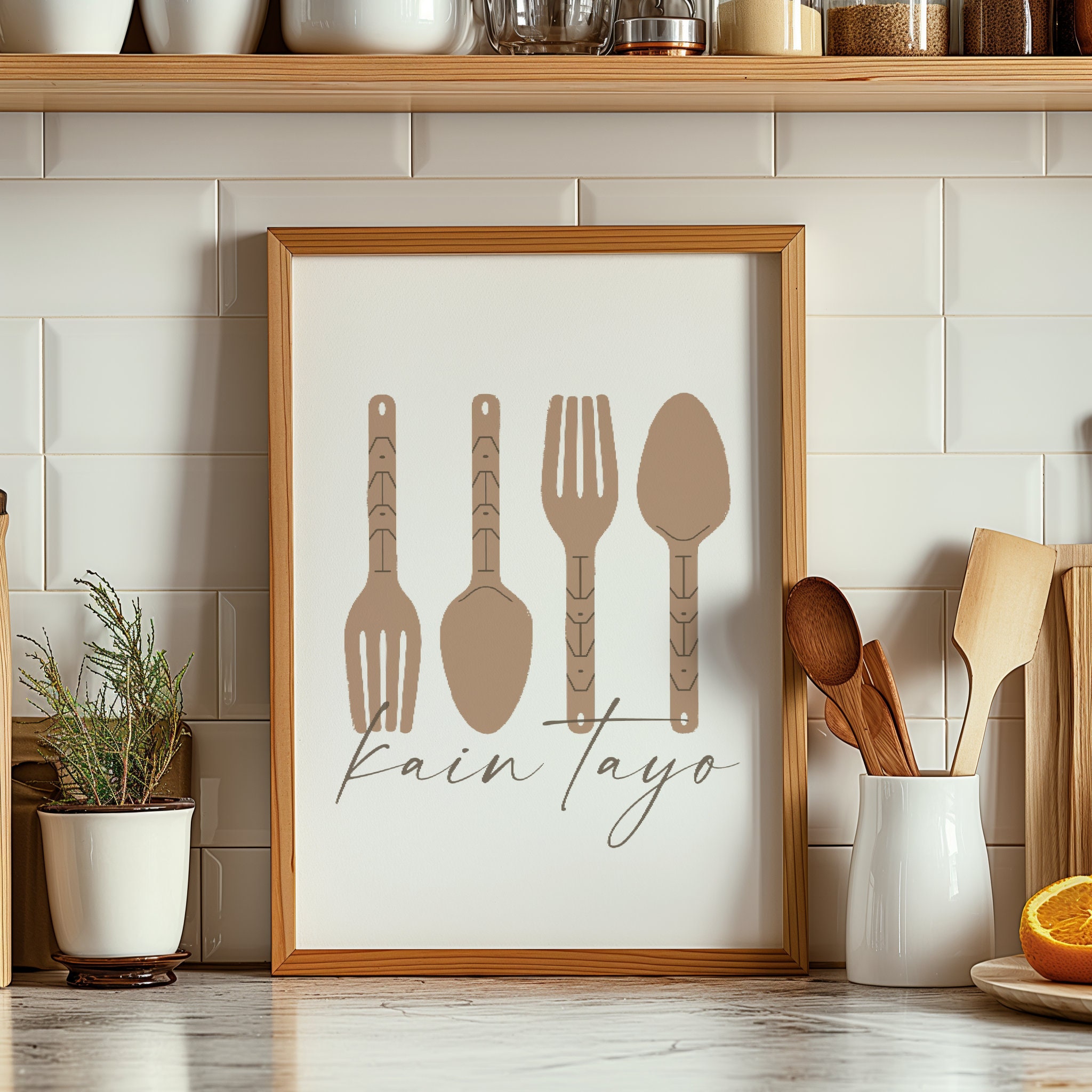 Kain Tayo Poster, Filipino Kitchen Decor, Pinoy Print, Tagalog Let's ...