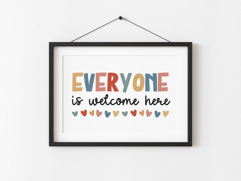 Everyone is Welcome Here, Printable School Sign, Therapy Office Decor ...