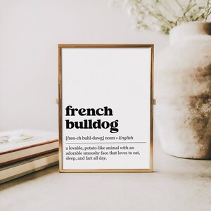 French Bulldog Definition Print, Funny Dog Poster, Frenchie Printable ...