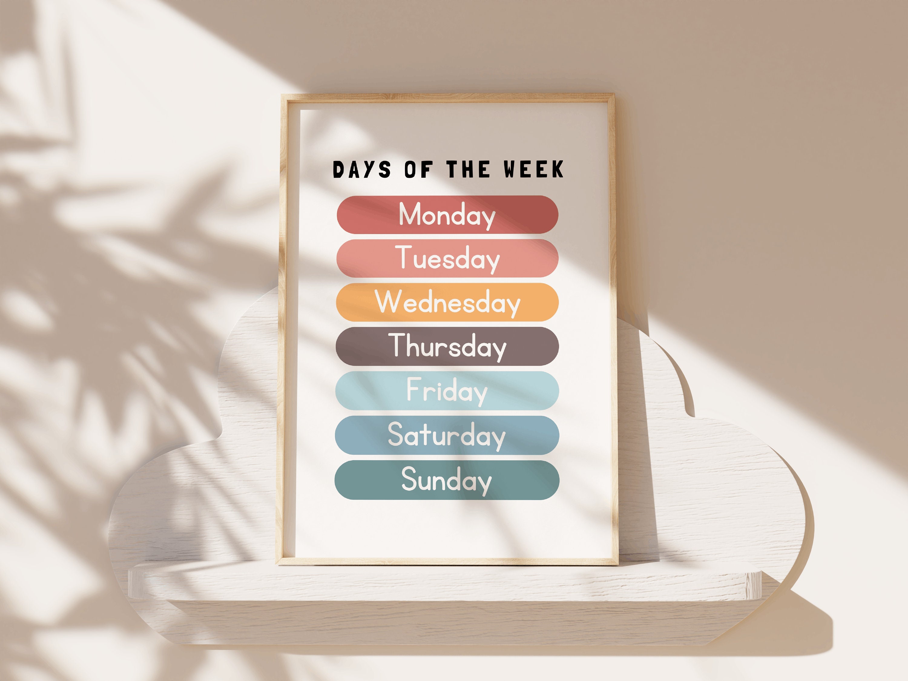 Days of the Week Printable, Educational Wall Art, Homeschool Classroom ...