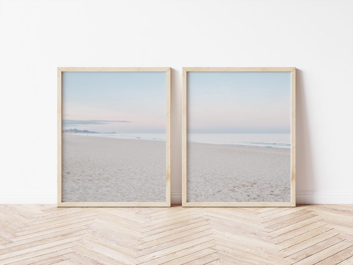 Muted Beach Set of 2 Prints, Coastal Wall Art, Beach House Decor ...