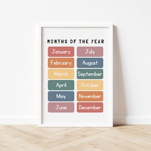Months of the Year Printable, Educational Wall Art, Homeschool ...
