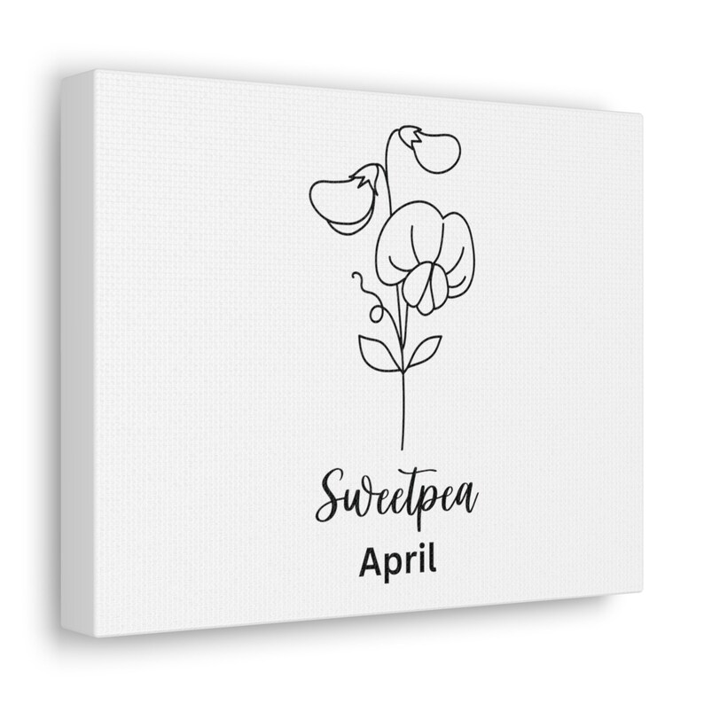 Birth Month Flower Wall Art, April Sweetpea Flower Canvas Wall Hanging ...