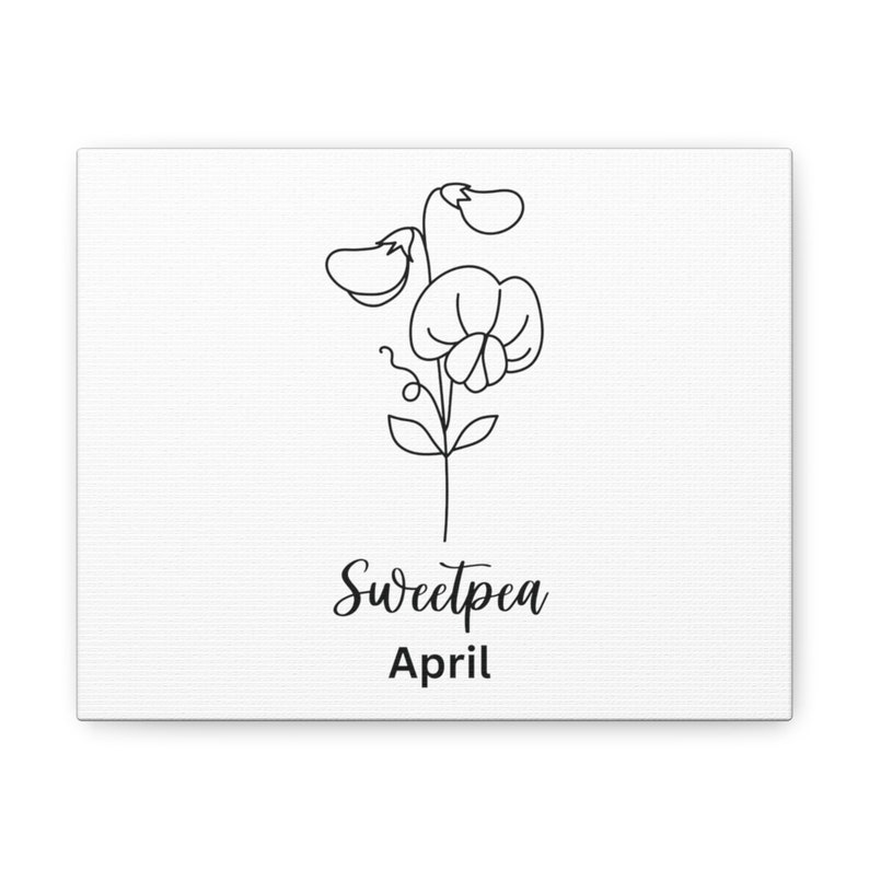 Birth Month Flower Wall Art, April Sweetpea Flower Canvas Wall Hanging ...
