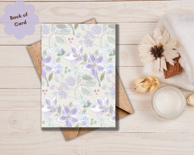 Happy Birthday Card, Purple Floral Greeting Card, Digital Download - Etsy