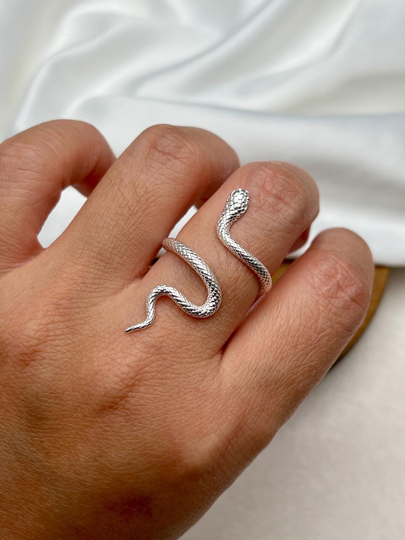 Vintage Snake Ring • Sterling Silver Ring • Adjustable Ring • Open ...