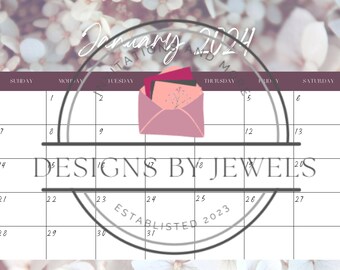 Printable Floral Monthly Calendar Bundle Planner Botanical Flowers Home ...