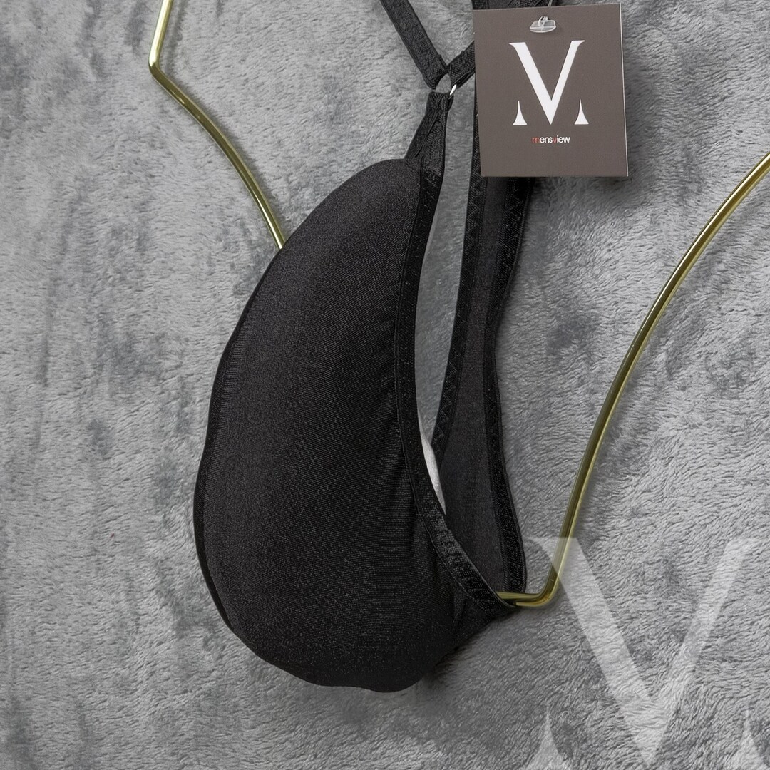 Poseidon Black Solid MV-X71W9 Teardrop Mens Thong - Handmade Men ...