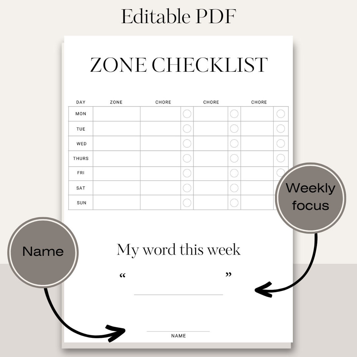 Chore Chart for Kids | Zone Checklist - Etsy