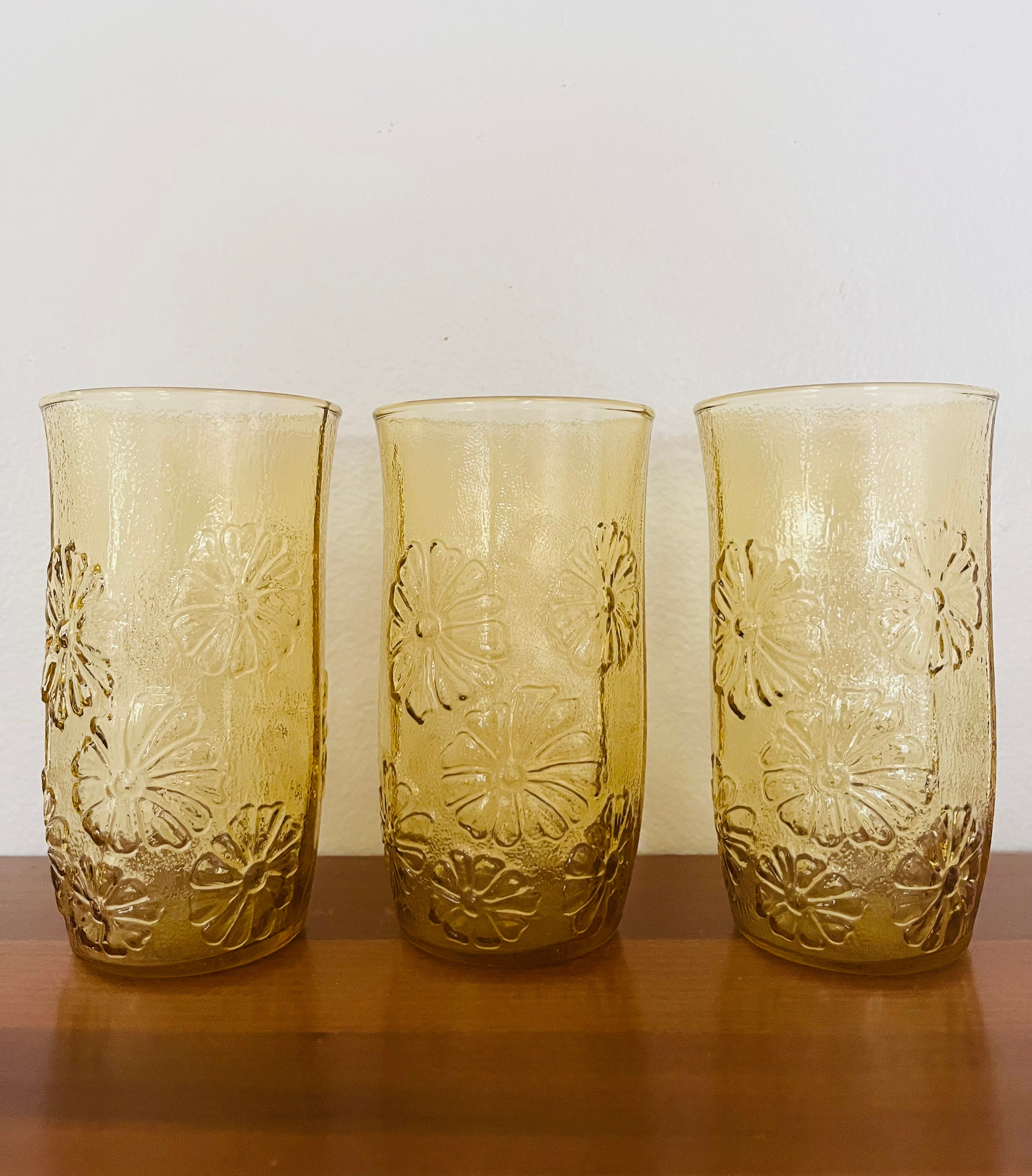 1960's Floral Pattern Drinking Glasses 3 - Etsy