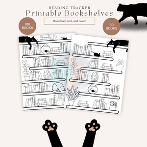 Printable Bookshelf Reading Tracker Color-in Reading Log With 50 and ...