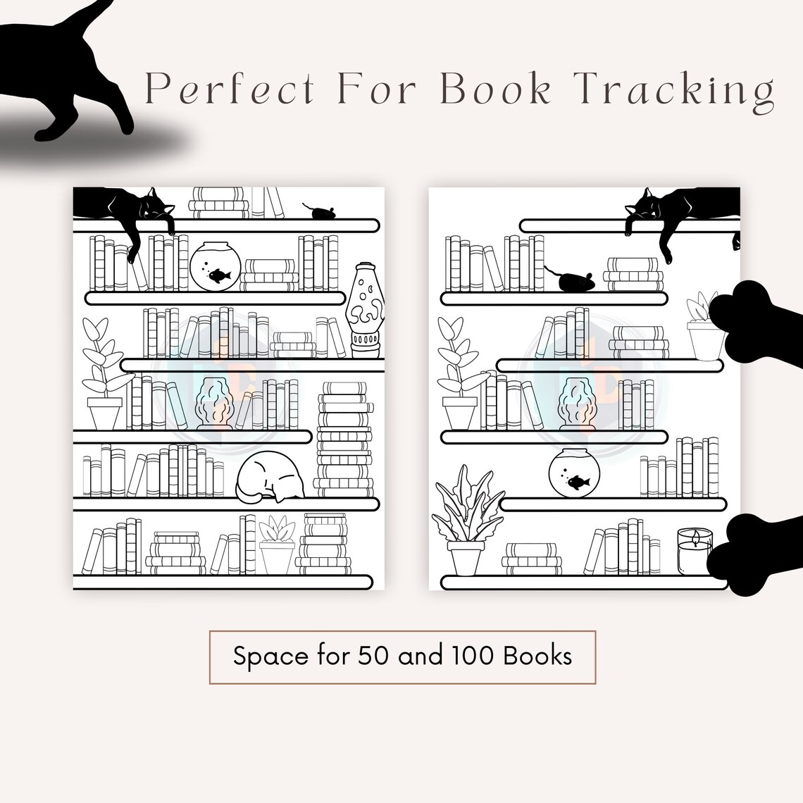 Printable Bookshelf Reading Tracker Color-in Reading Log With 50 and ...