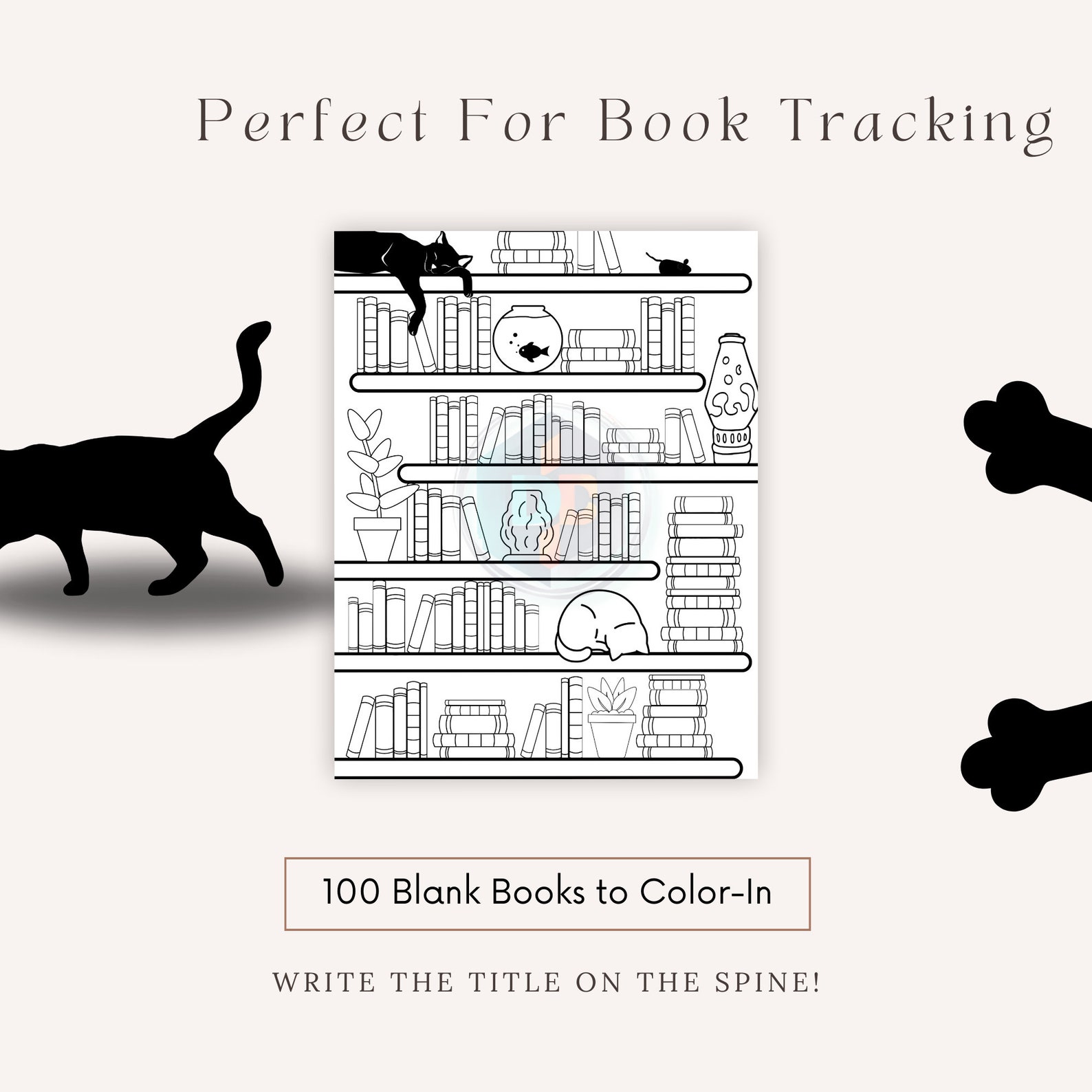 100-book Printable Bookshelf Reading Journal for Coloring With Sleeping ...