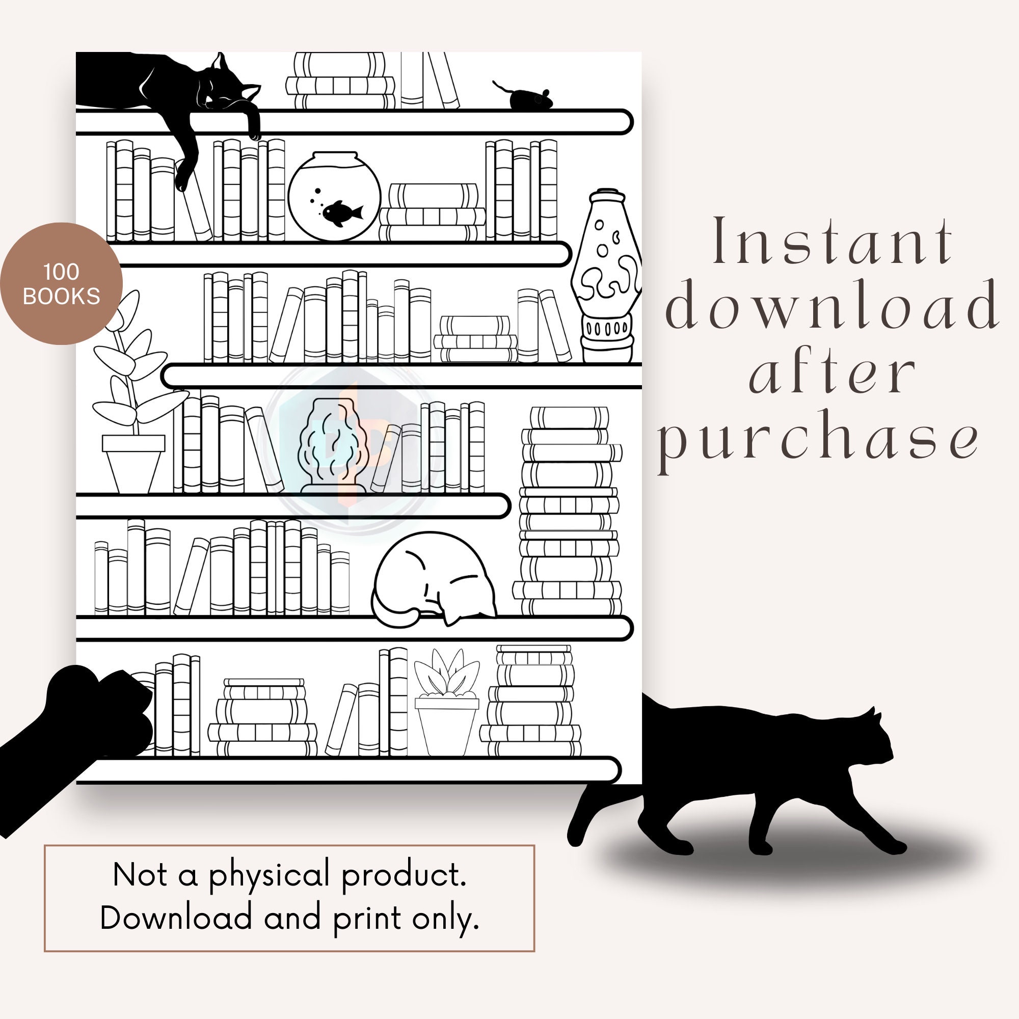 Printable Bookshelf Reading Tracker Color-in Reading Log With 50 and ...