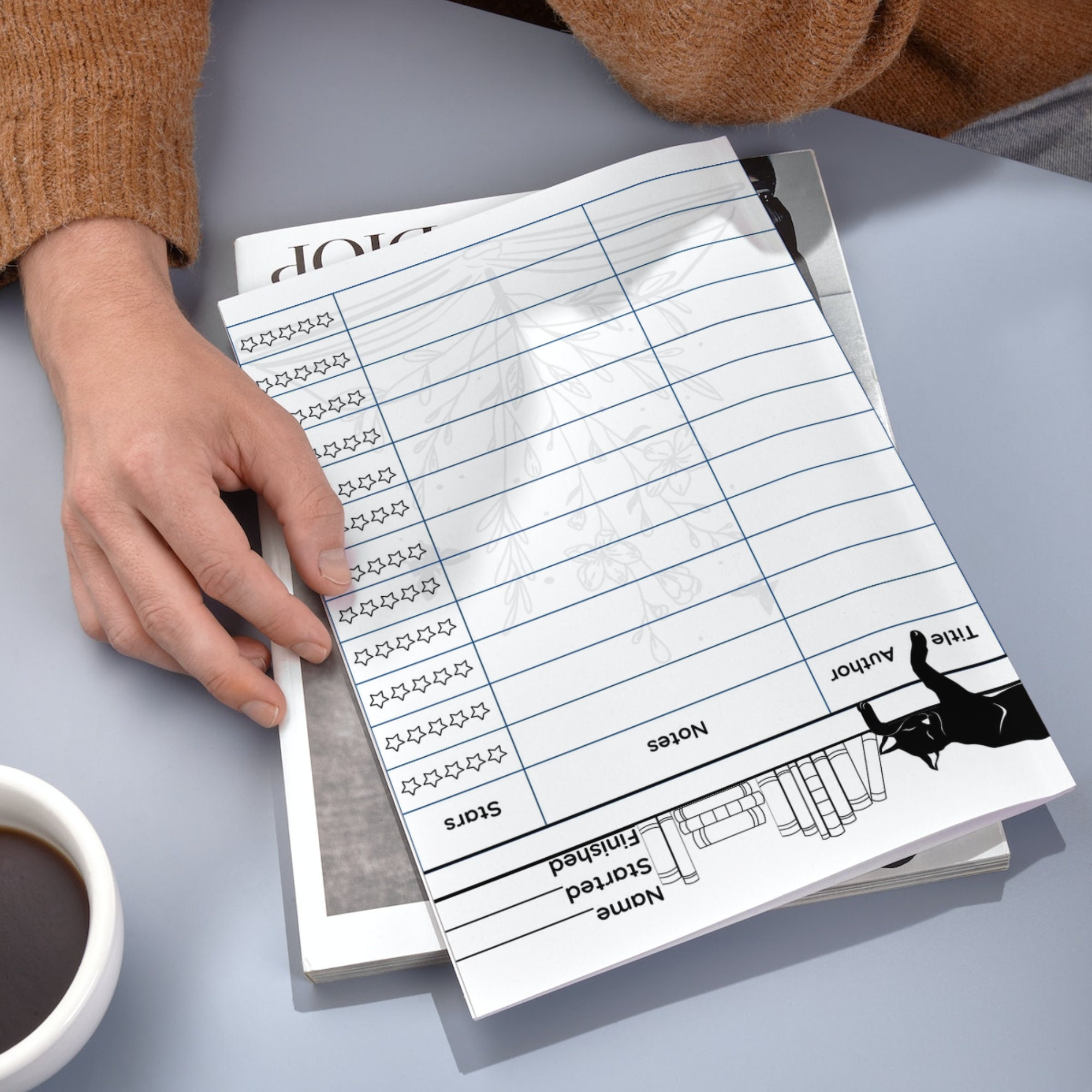 Sleeping Cat Printable Book Tracker and Reading Journal Log With 12 ...