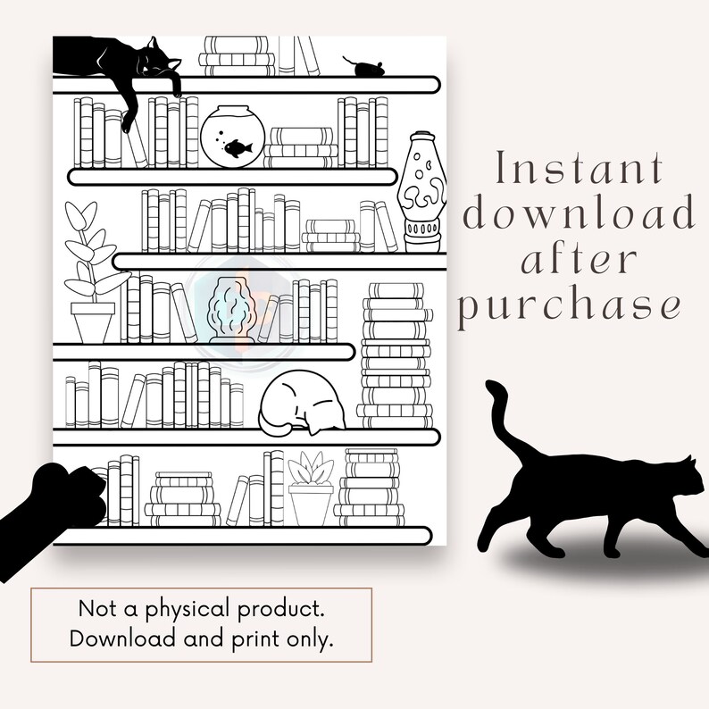 100-book Printable Bookshelf Reading Journal for Coloring With Sleeping ...