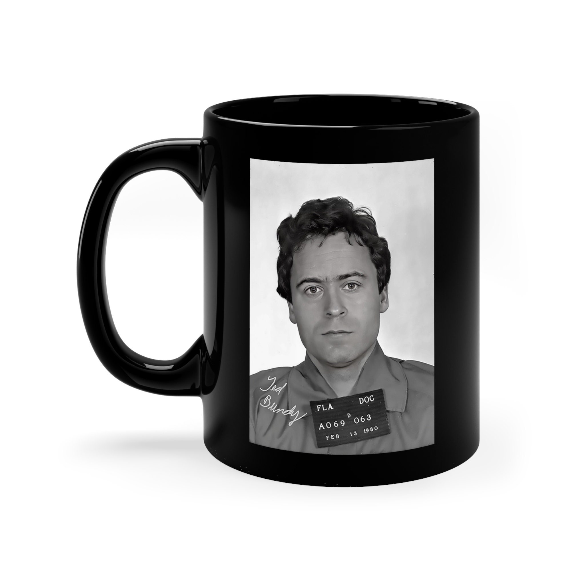 Ted Bundy Mugshot Black Ceramic Mug Serial Killer - Etsy