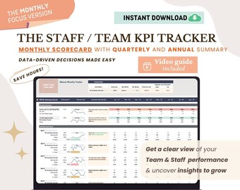 Buy The Staff & Team KPI Tracker KPI Dashboard Report for Staff, Employee and Team KPI ...