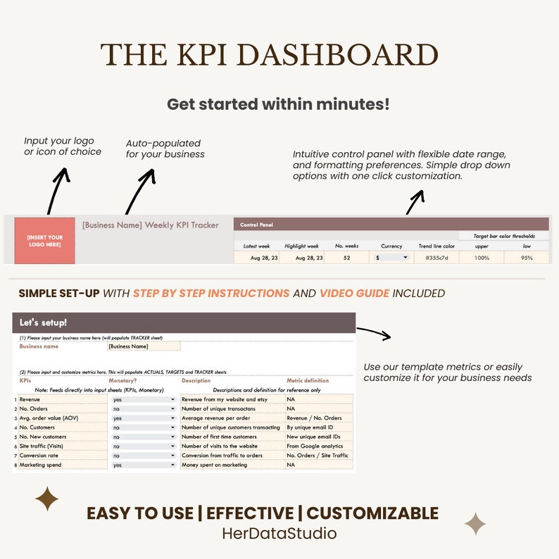 Business Performance Tracker KPI Dashboard Weekly Tracker With Monthly ...