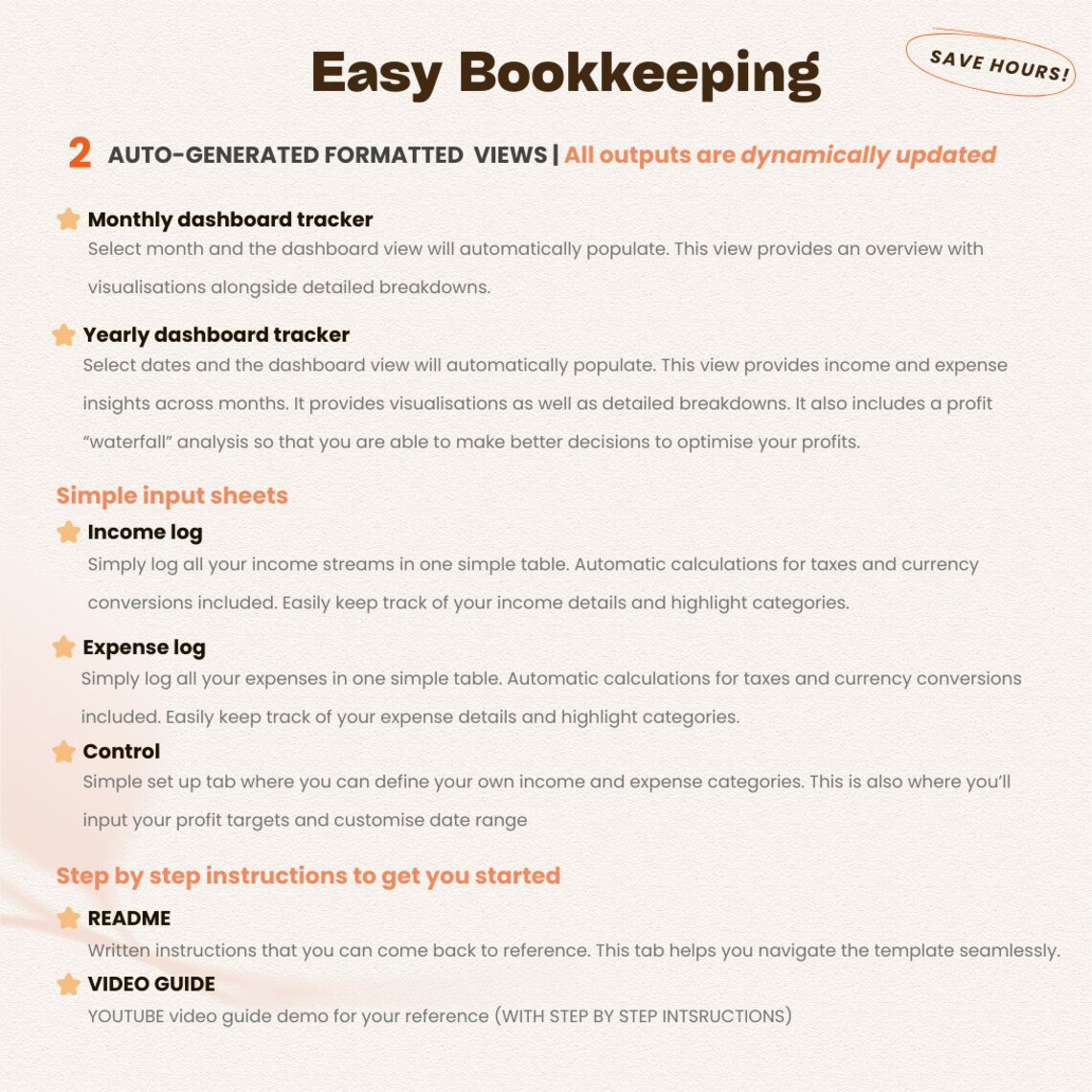 Easy Bookkeeping Template Excel & Google Sheets - Small Business Income ...