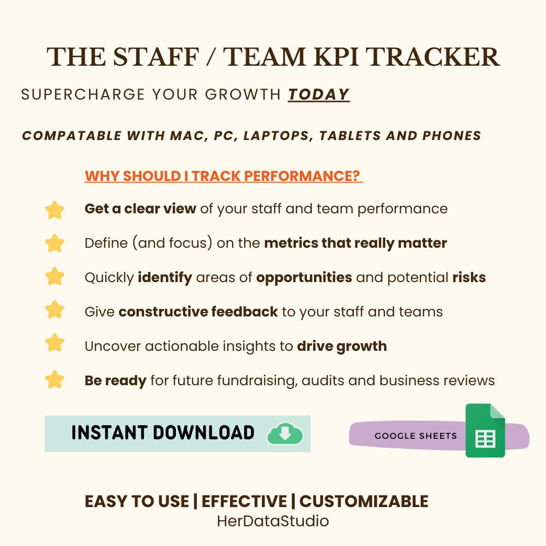 The Staff & Team KPI Tracker KPI Dashboard Report for Staff, Employee and Team KPI Performance ...