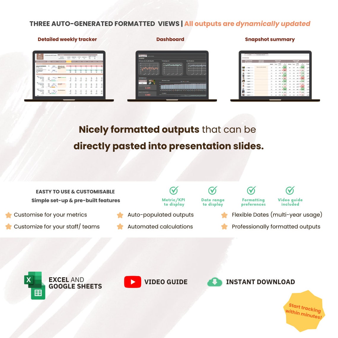 The Staff & Team KPI Tracker Excel and Google Sheets Weekly KPI Dashboard Report Staff, Employee ...