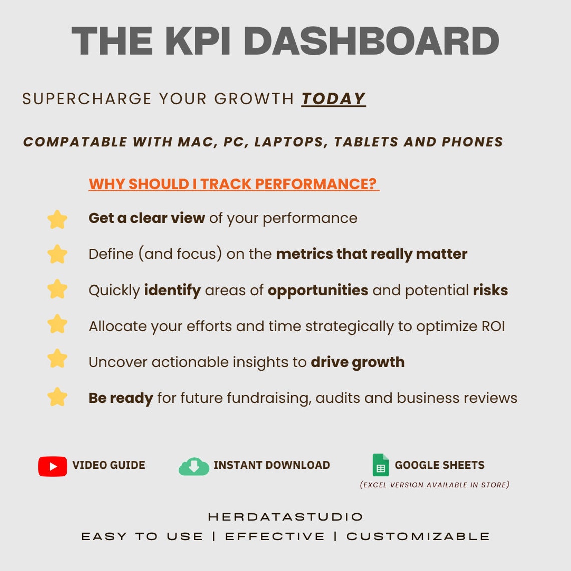 Business Performance Tracker KPI Dashboard - Monthly Report With ...
