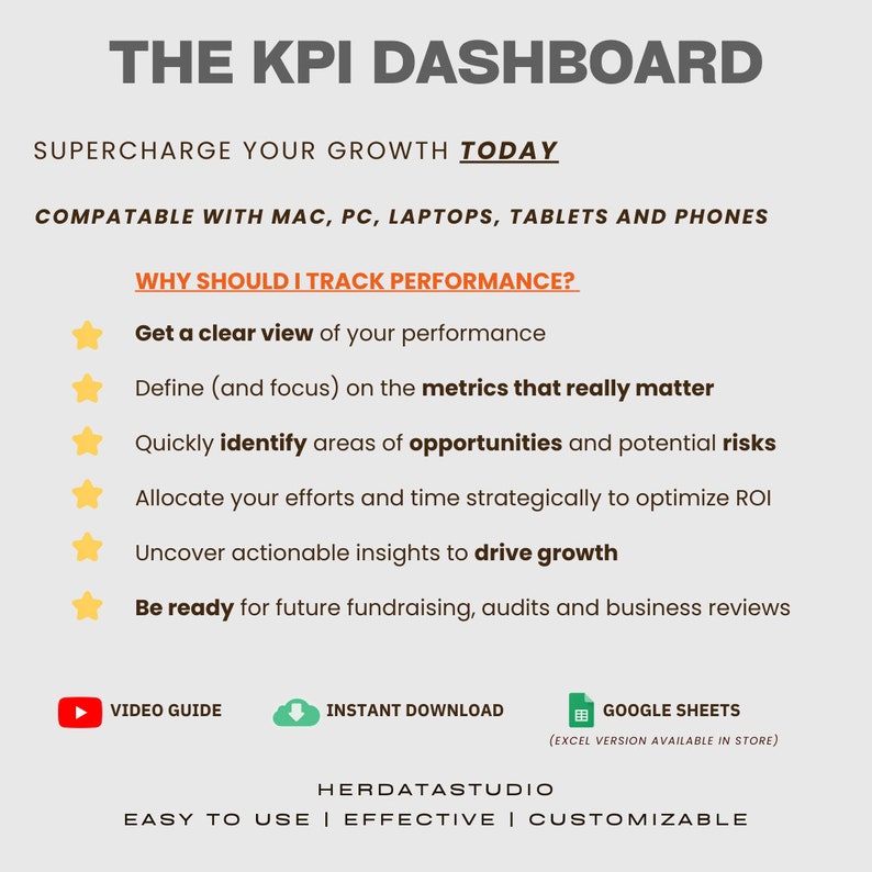 Business Performance Tracker KPI Dashboard - Monthly Report With ...