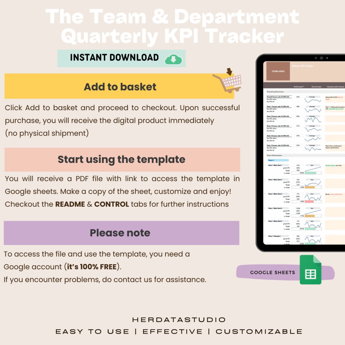 Team & Department KPI Goals Tracker - Quarterly Report With Annual ...