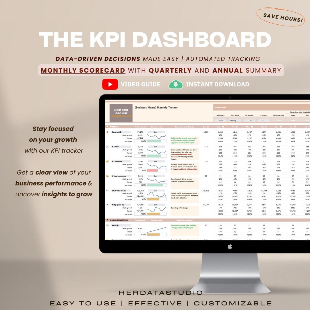 Business Performance Tracker KPI Dashboard Monthly Report With ...