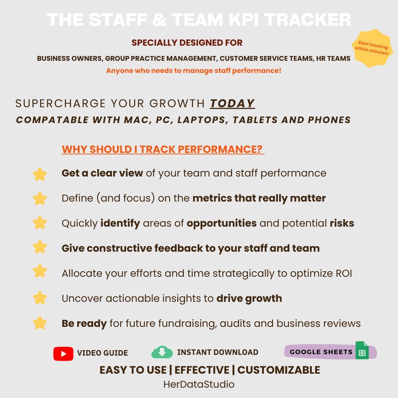 The Staff & Team KPI Tracker | KPI Dashboard Report for Staff, Employee ...