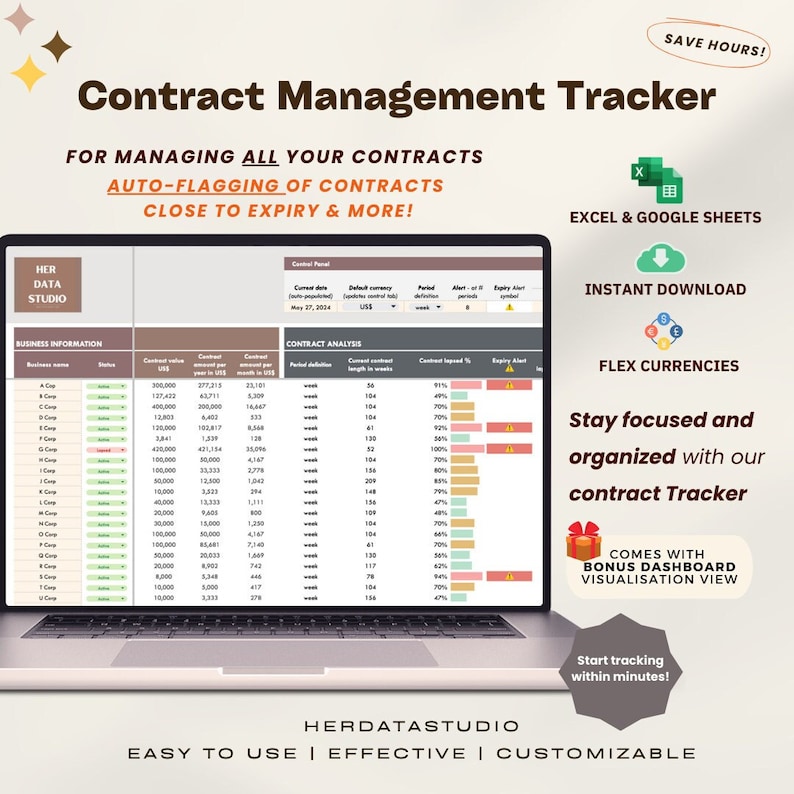 The Contract Management Tracker Report - Manage Your Contracts Efficiently in One Place - Etsy